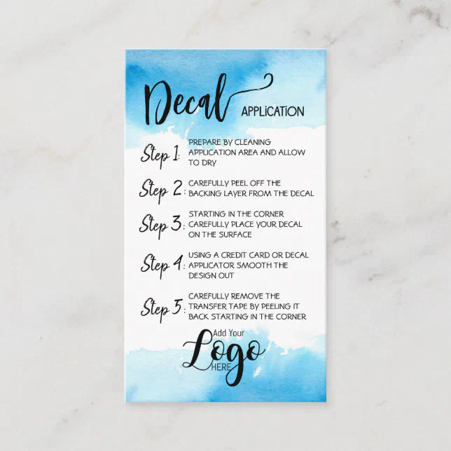 ADD YOUR LOGO decal application CARE CARDS vinyl | Zazzle