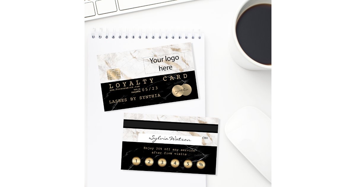 add your logo LOYALTY Credit Card Styled Marble | Zazzle