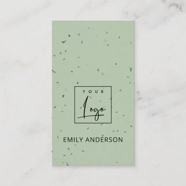 ADD YOUR LOGO MINIMAL BLUE GREEN CERAMIC TEXTURE BUSINESS CARD | Zazzle