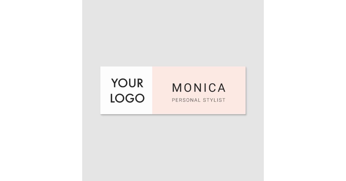 Add Your Logo | Minimalist Blush Pink Name Tag | Zazzle