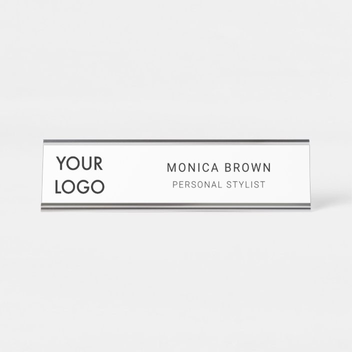 Add Your Logo | Professional Minimalist Desk Name Plate | Zazzle.com