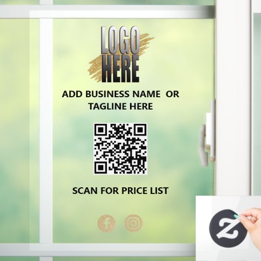 Add Your Logo QR Code Professional Business Window Cling | Zazzle