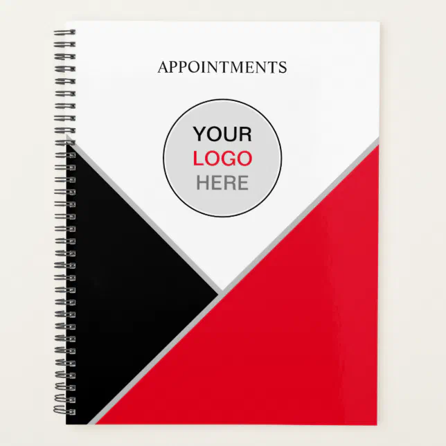 Add Your Logo Red Black White Appointment Book Planner | Zazzle