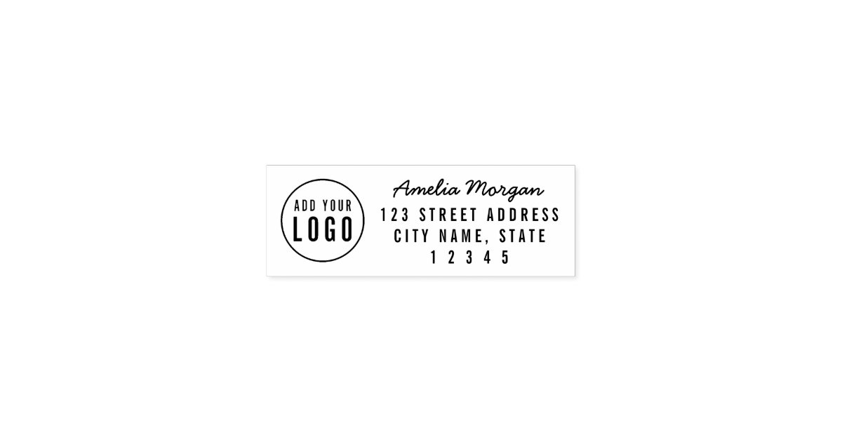 Add Your Logo Script and Bold Return Address Self-inking Stamp | Zazzle