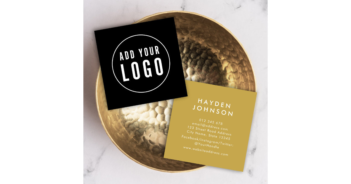 Add Your Logo Simple Modern Editable Color Square Business Card | Zazzle