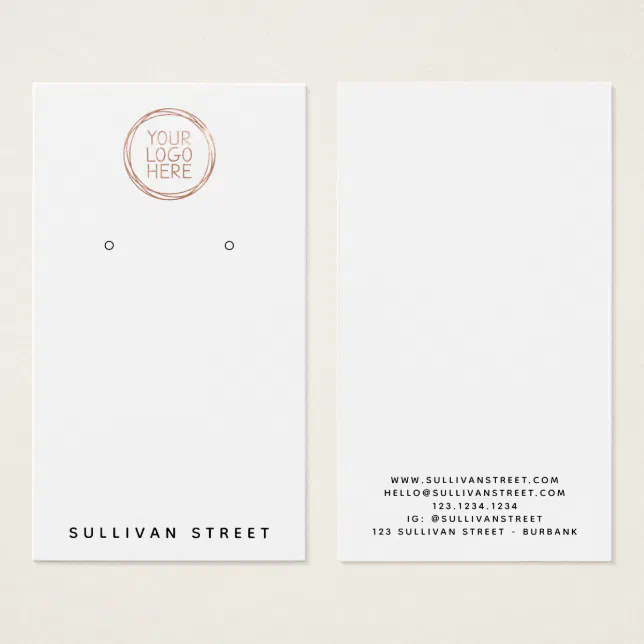 Add Your Logo Simple White Jewelry Display Card | Zazzle