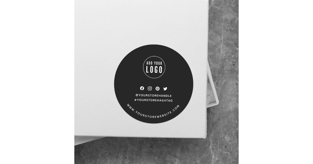 Add Your Logo Social Media Custom Color Branding Classic Round Sticker ...