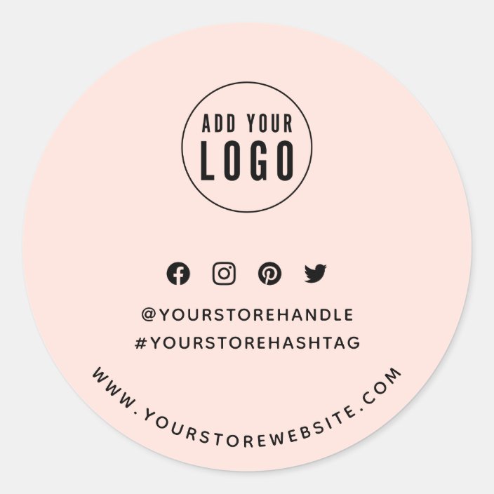 Add Your Logo Social Media Custom Color Branding Classic Round Sticker ...