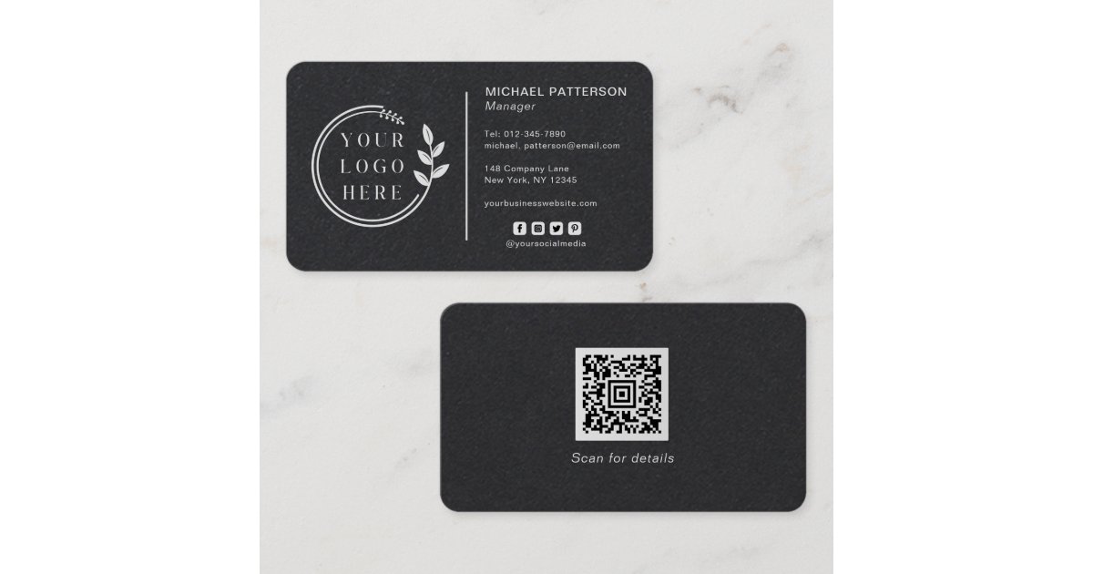 Add Your Logo Social Media Qr Code Corporate Business Card Zazzle