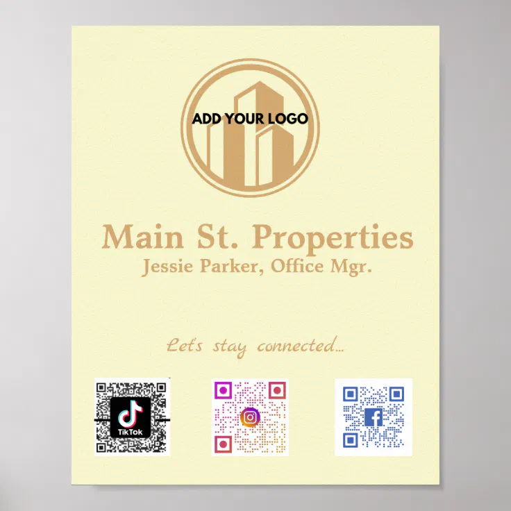 Add Your Logo Social Media Scan Codes Poster | Zazzle