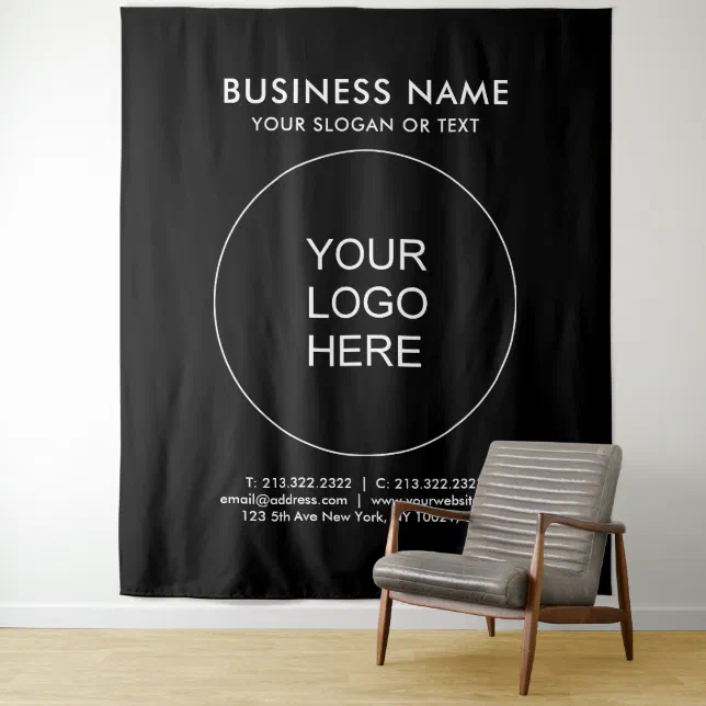 Add Your Logo Text Extra Large Black Backdrop | Zazzle