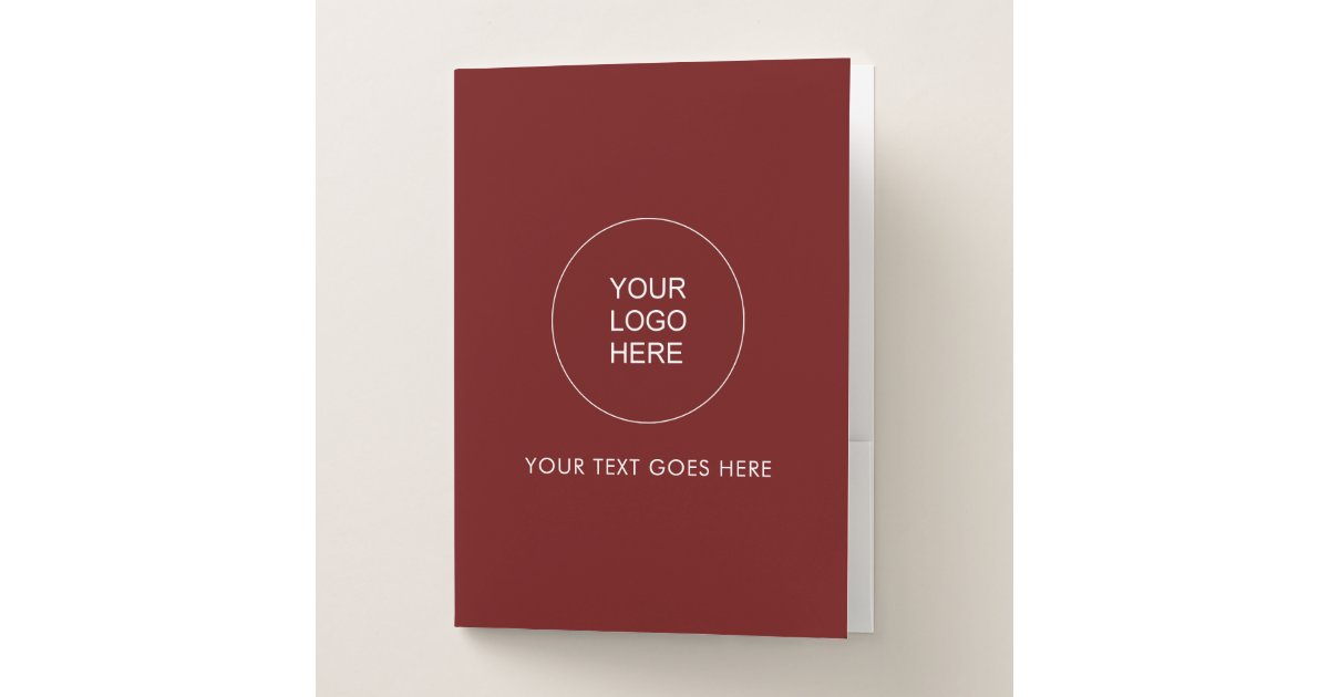 Add Your Logo Text Here Elegant Template Dark Red Pocket Folder | Zazzle