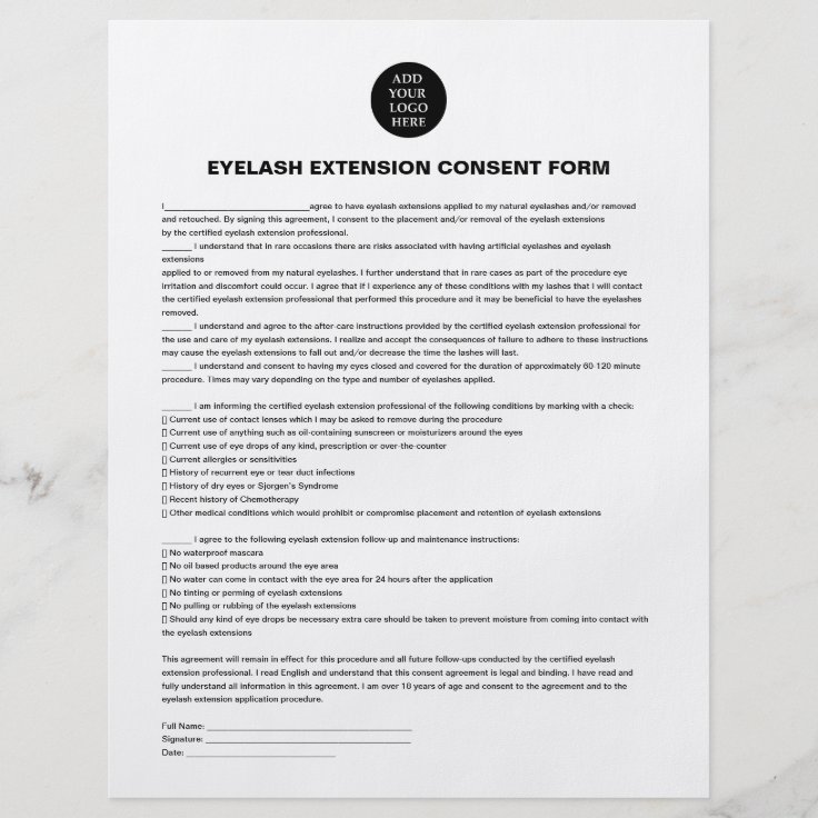 Add Your Logo White CONSENT FORM Flyer | Zazzle