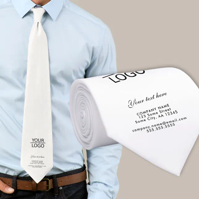 Add your Logo with Custom Text Promotion Neck Tie | Zazzle