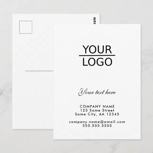 Add your Logo with Custom Text Promotion Postcard | Zazzle