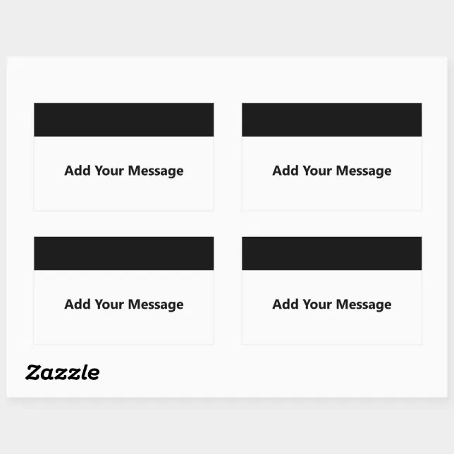 Add Your Message Black and White Text Template Rectangular Sticker | Zazzle