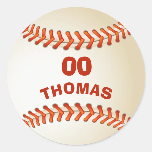 Add Your Name and Number Template Custom Baseball Classic Round Sticker ...
