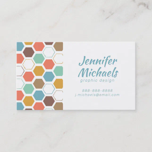 Add Your Name | Bee Hive Module Pattern Business Card | Zazzle