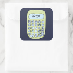 Add your name cute calculator name template square sticker | Zazzle