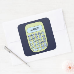 Add your name cute calculator name template square sticker | Zazzle