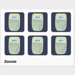 Add your name cute calculator name template square sticker | Zazzle