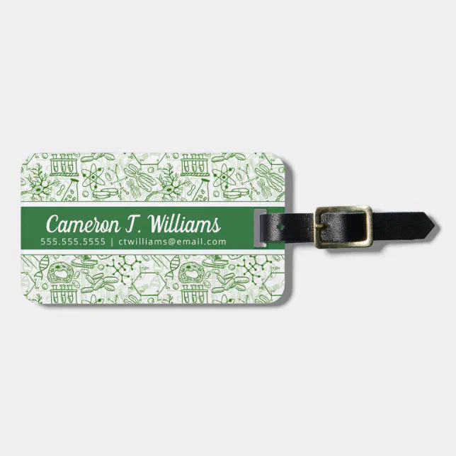 Add Your Name | Green Biology Pattern Luggage Tag | Zazzle