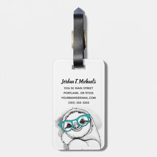Add Your Name | Hipster Sloth Luggage Tag | Zazzle
