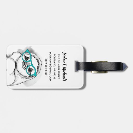 Add Your Name | Hipster Sloth Luggage Tag | Zazzle