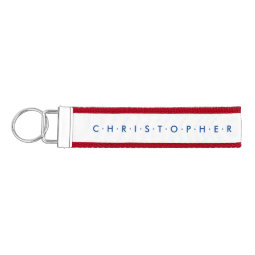 Add Your Name Minimalist Red White and Blue Wrist Keychain | Zazzle