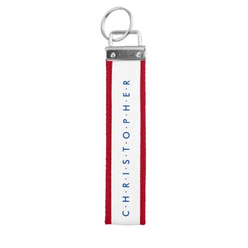 Add Your Name Minimalist Red White and Blue Wrist Keychain | Zazzle
