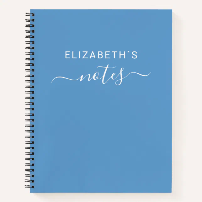 Add Your Name | Simple Blue Notebook | Zazzle