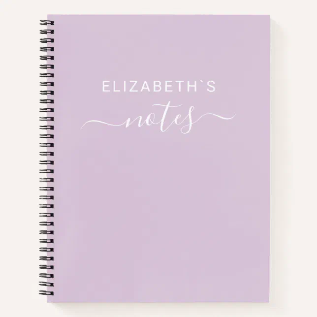Add Your Name | Simple Pastel Purple Notebook | Zazzle