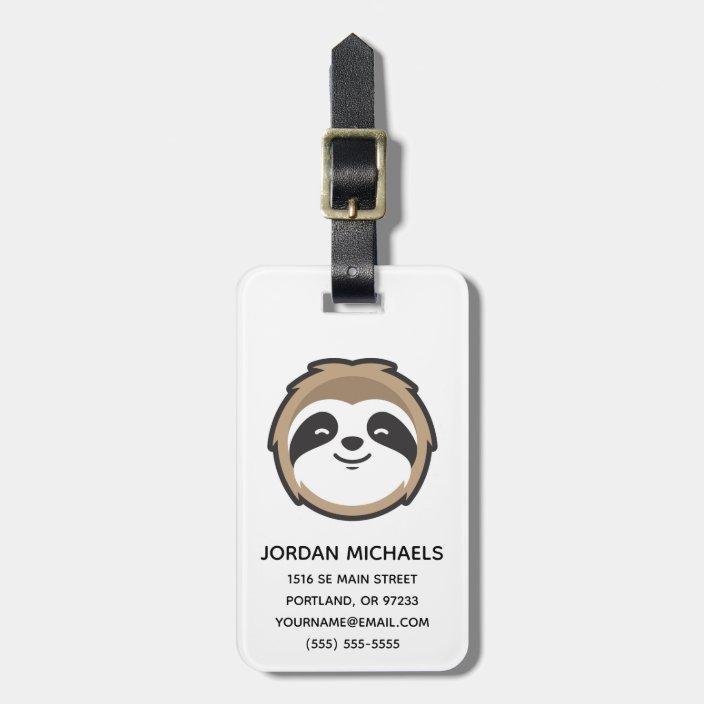 Add Your Name | Sloth Mascot Luggage Tag | Zazzle.com