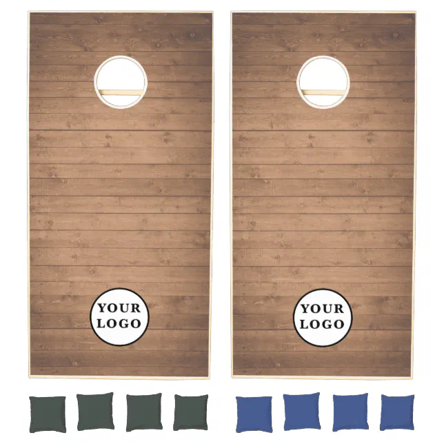 Add your own LOGO Barnwood Cornhole Set | Zazzle
