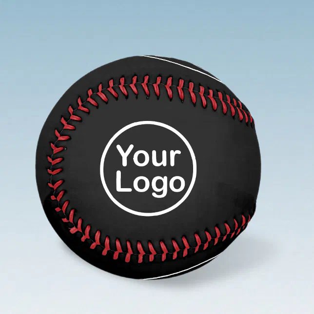 Add Your Own Logo | Black Background Baseball | Zazzle