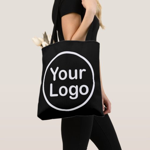 Add Your Own Logo | Black Background Tote Bag | Zazzle