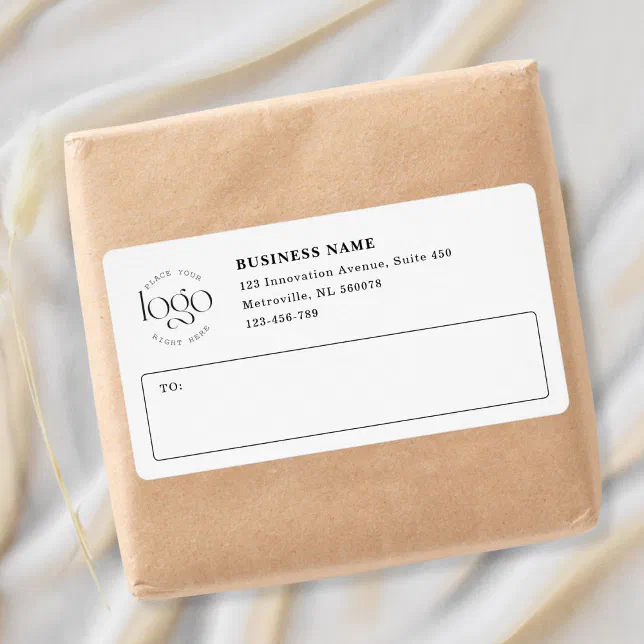 Add Your Own Logo Custom Business White Shipping Label | Zazzle