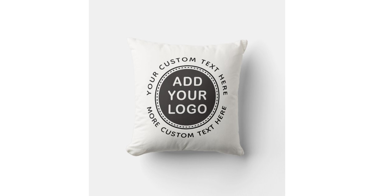 Add your own logo custom text promotional template throw pillow | Zazzle