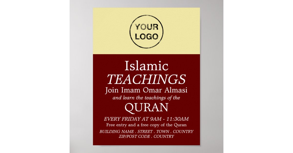 Add Your Own Logo, Islamic Teaching Advertising Poster | Zazzle