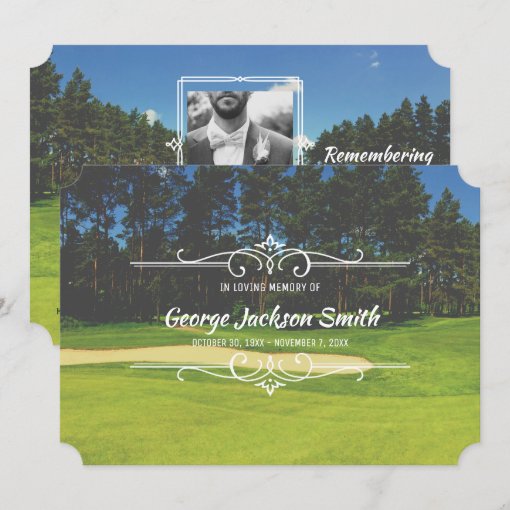 Add Your Own Photo Golf Memorial Service Golfer Invitation | Zazzle