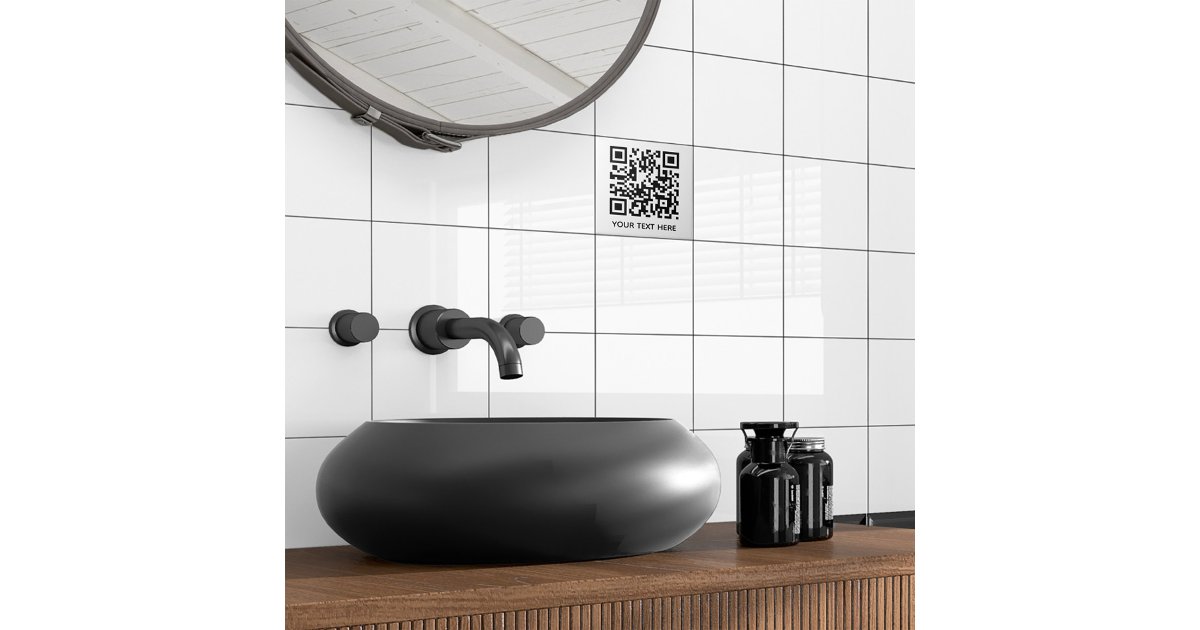 Add Your Own Qr Code Text Scan Minimal Simple Ceramic Tile Zazzle