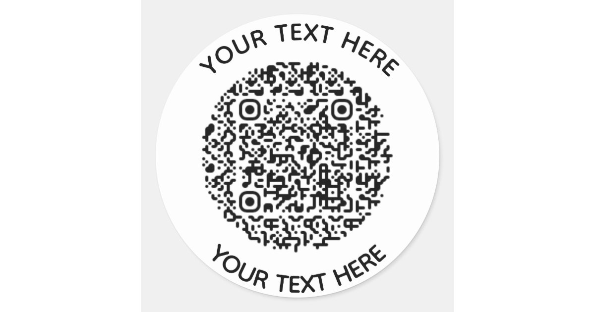 Add your own round QR Code text Scan Minimal Classic Round Sticker | Zazzle Add your own round QR Code text Scan Minimal Classic Round Sticker | Zazzle