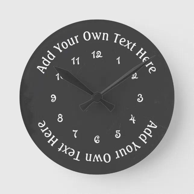 Add Your Own Text Faux Chalkboard Personalized Round Clock | Zazzle