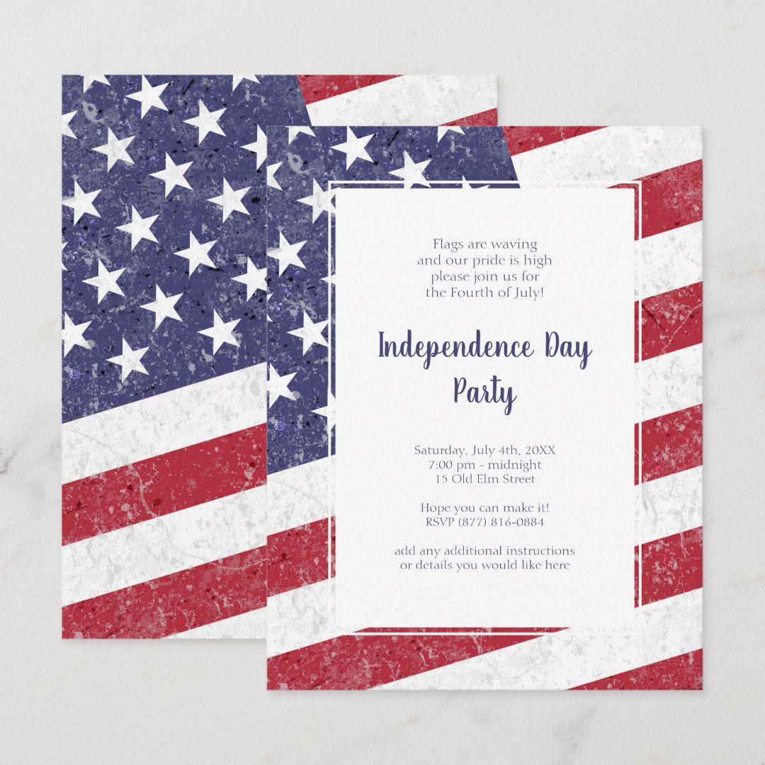 Add Your Own Text Vintage Stars Stripes US Flag Invitation | Zazzle