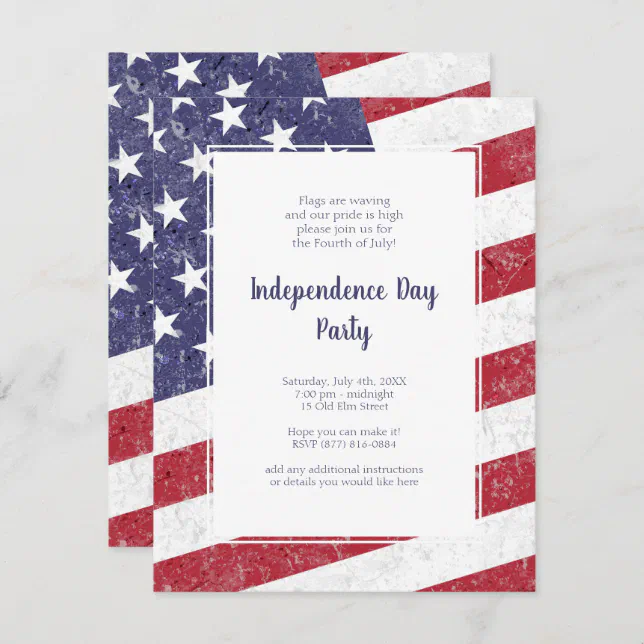 Add Your Own Text Vintage Stars Stripes US Flag Invitation | Zazzle