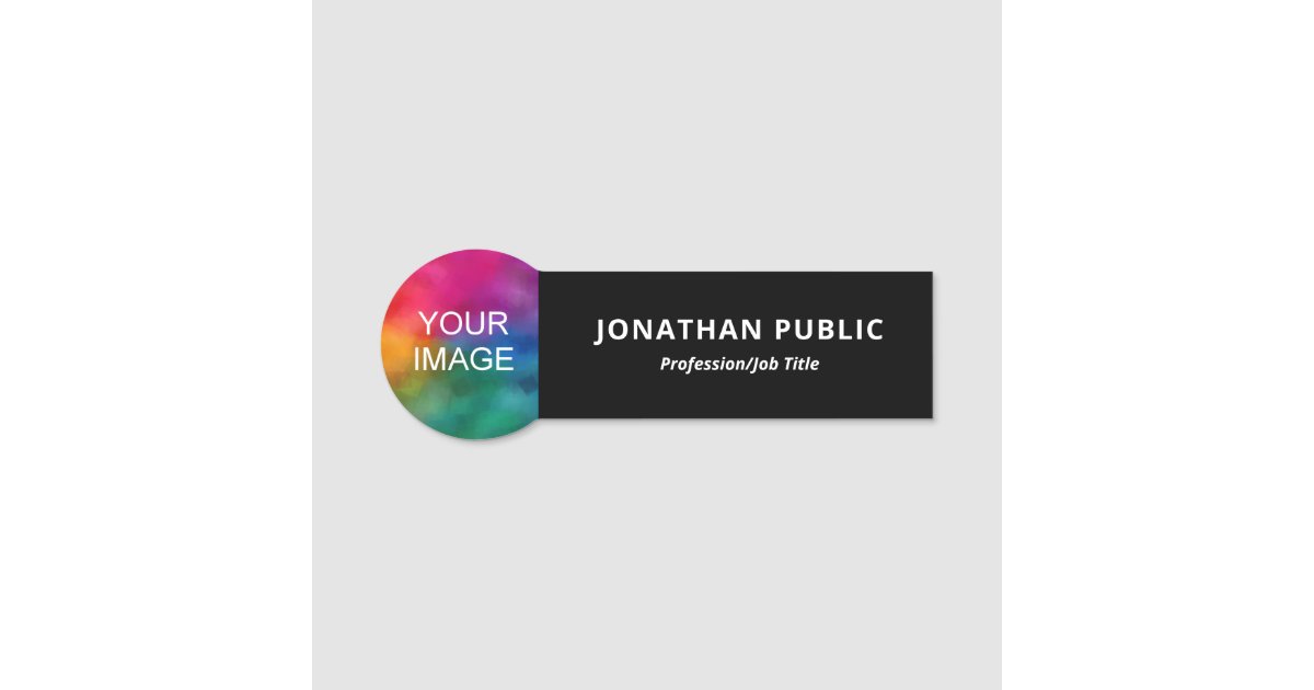 Add Your Photo Here Business Company Template Name Tag | Zazzle
