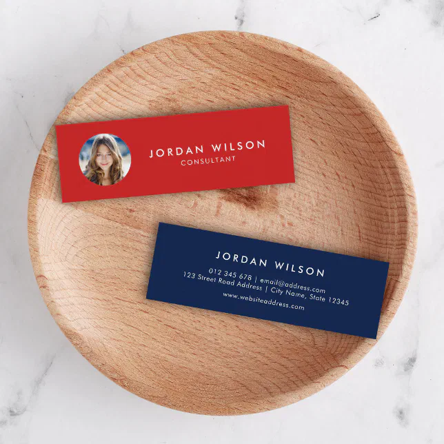 Add Your Photo Simple Editable Color Minimalist Mini Business Card | Zazzle