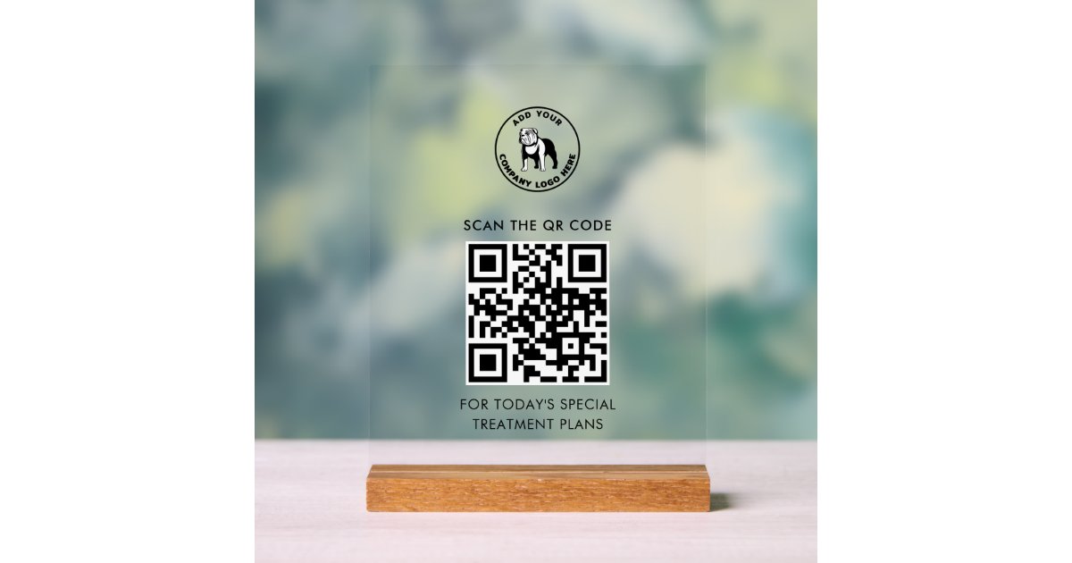 Add Your QR Code and Vet Tech Business Logo Acrylic Sign | Zazzle