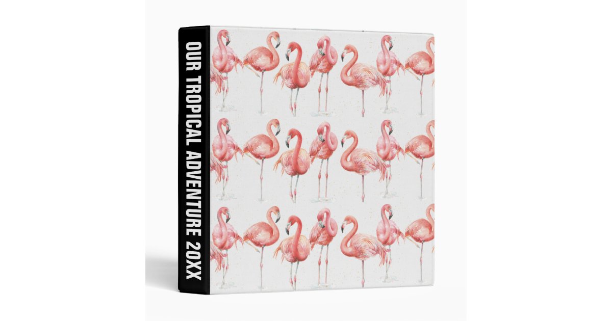 Add Your Text | Tropical | Family of Flamingos Binder | Zazzle