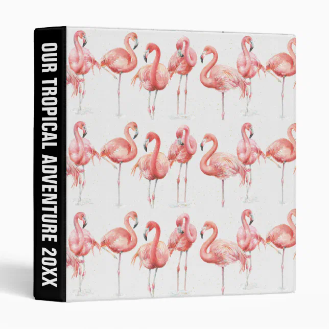 Add Your Text | Tropical | Family of Flamingos Binder | Zazzle